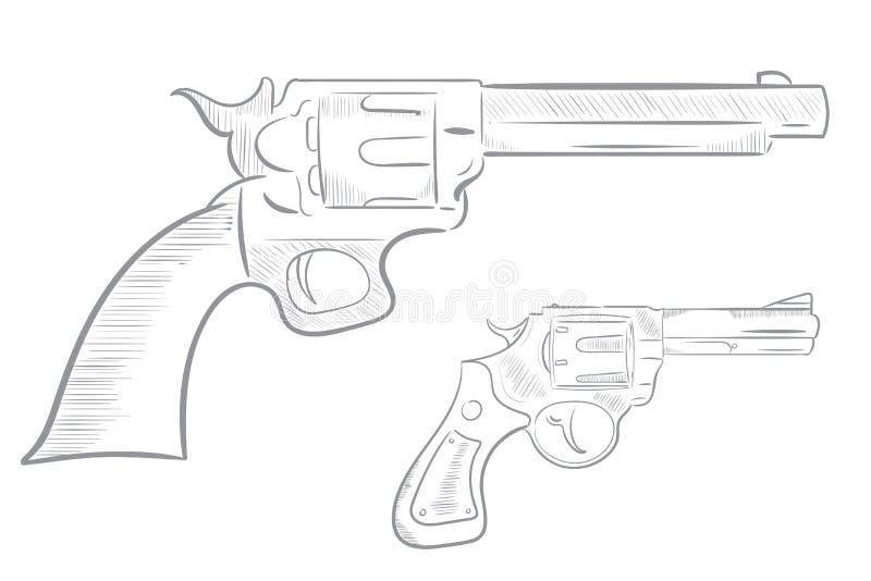 Two Classic Revolvers Gray Color Stock Vector - Illustration of design ...