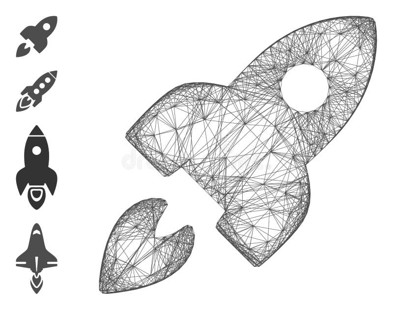 Linear Space Rocket Vector Mesh Stock Vector - Illustration of grid ...