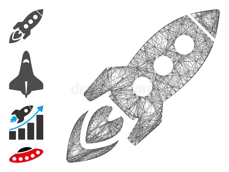 Linear Space Rocket Vector Mesh Stock Vector - Illustration of pattern ...