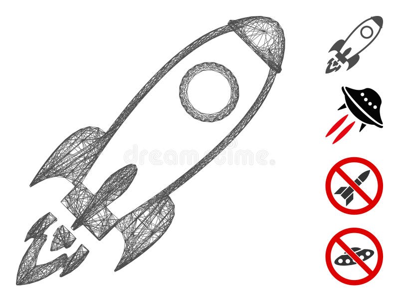 Linear Space Rocket Vector Mesh Stock Vector - Illustration of ...