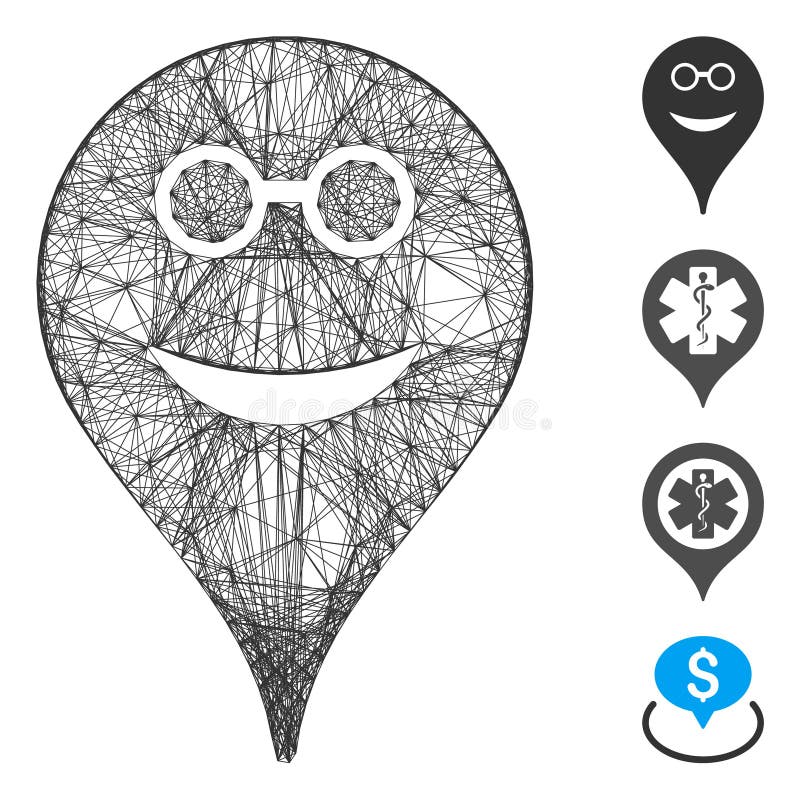 Linear Spectacles Smiley Map Marker Vector Mesh Stock Vector ...