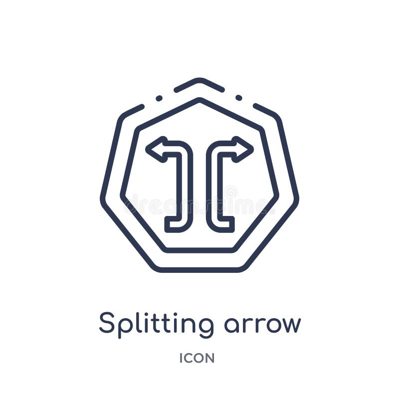 Splitting Arrow Outline Vector Icon Thin Line Black Splitting Arrow