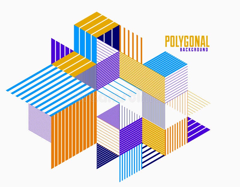 Linear Striped Abstract Vector Dimensional 3D Background with Isolated ...