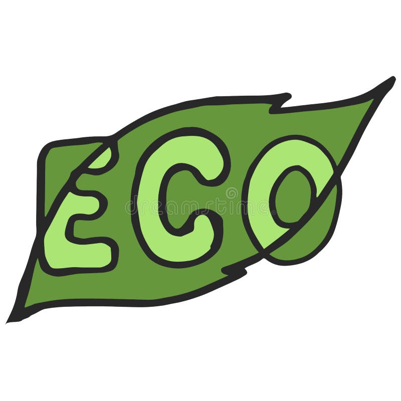 Linear Style Letters Logo. Eco Text Badge with Green Leaf. Stock Vector ...