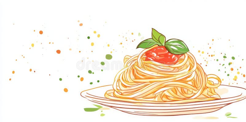 A Linear Style Menu for Spaghetti Dishes, Depicted in One Continuous ...