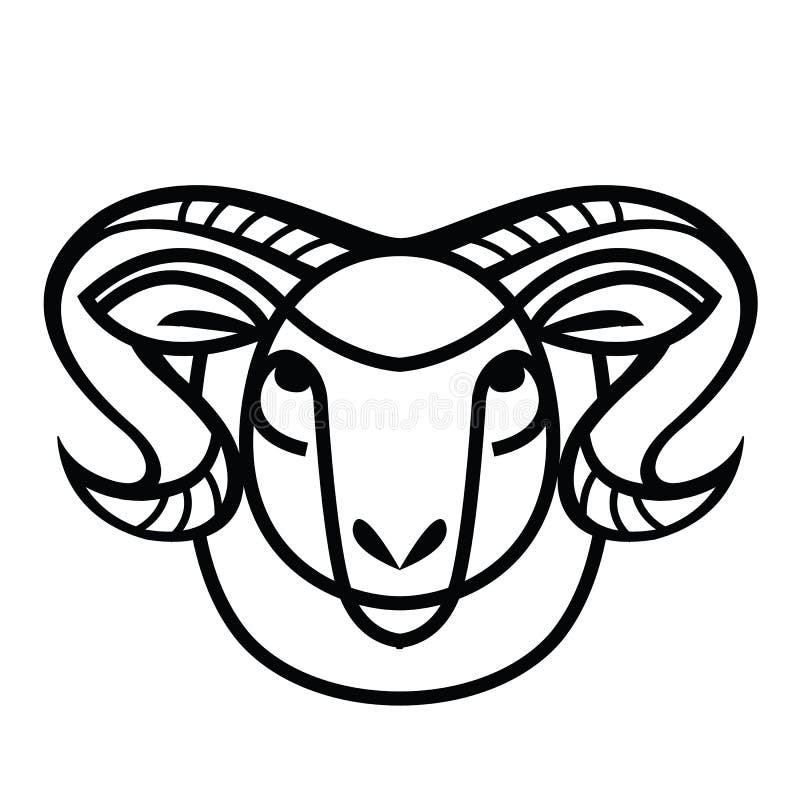 Linear Stylized Drawing - Head of Sheep or Ram Stock Vector ...