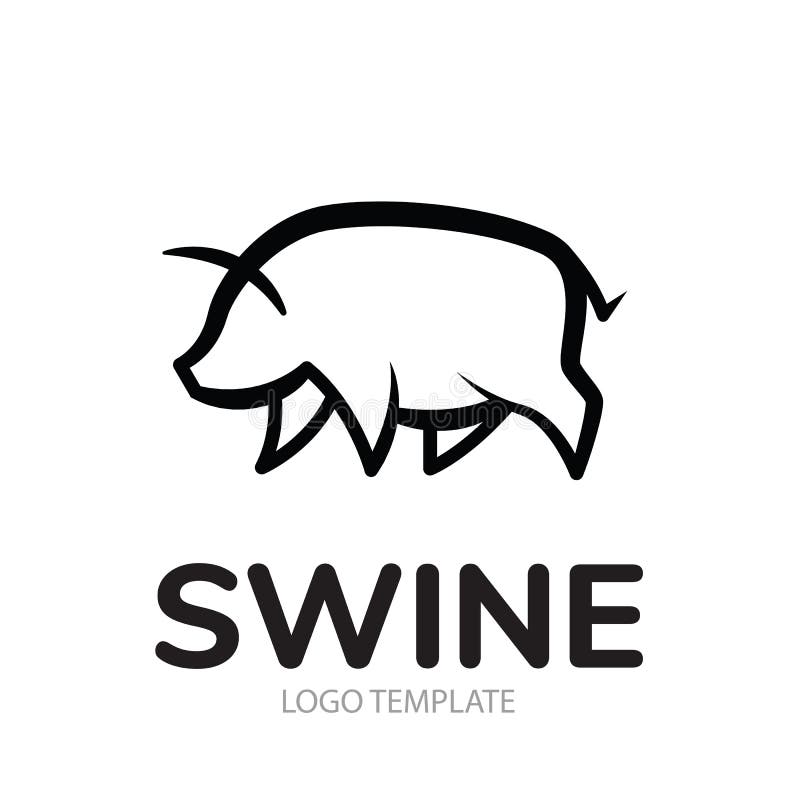 Linear Stylized Drawing of Pig Swine Stock Vector - Illustration of ...