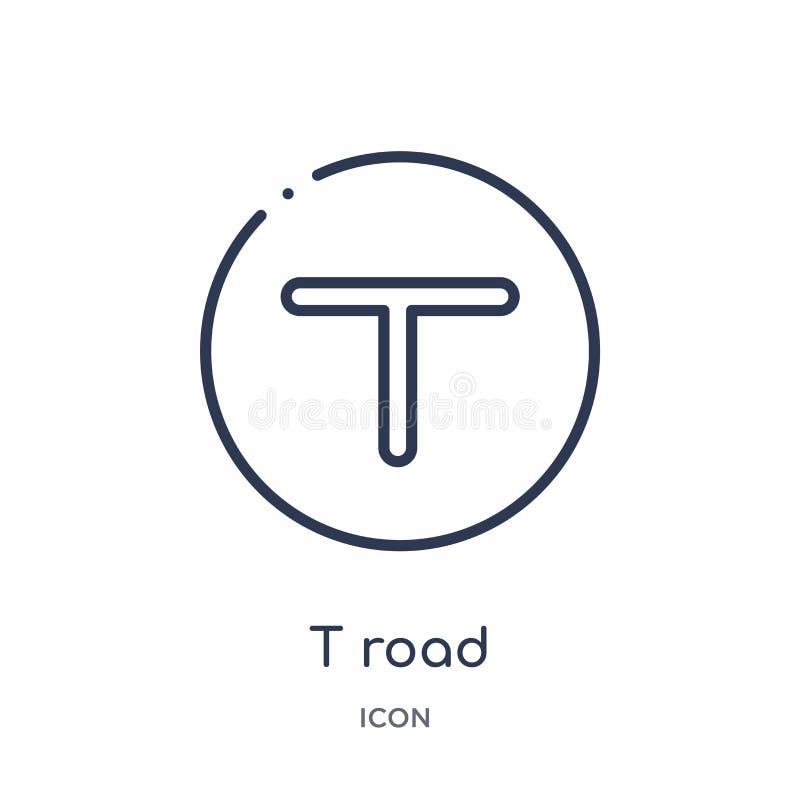 Linear T Road Intersection Icon from Maps and Flags Outline Collection ...