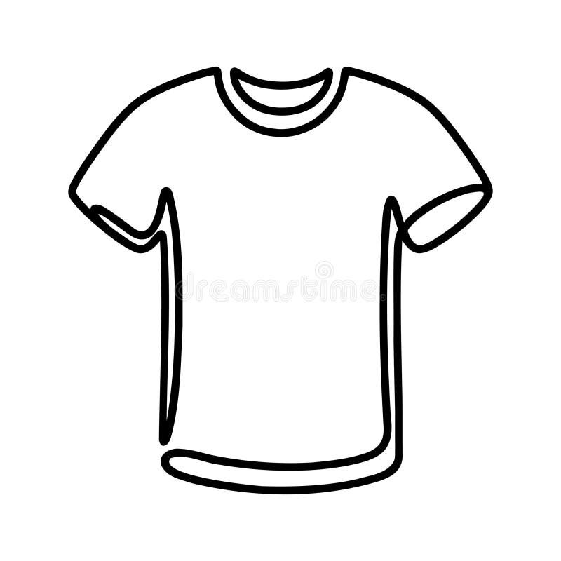 Linear T-shirt Icon. Black and White Image of a Hand-drawn T-shirt ...