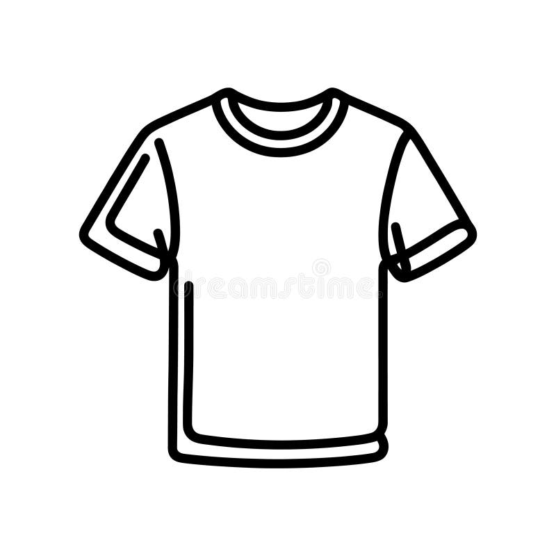 Linear T-shirt Icon. Black and White Image of a Hand-drawn T-shirt ...