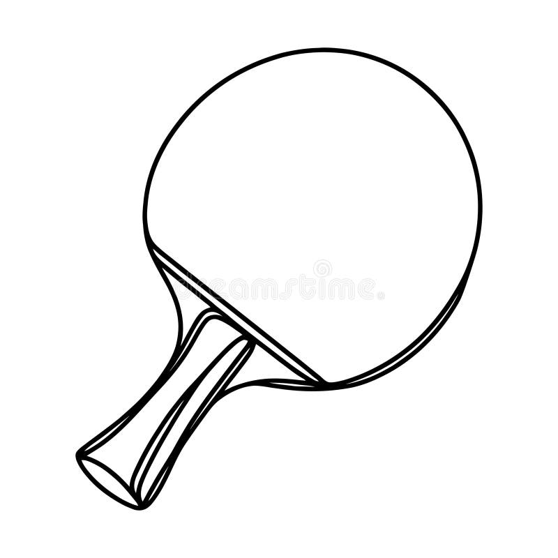 Linear Tennis Racket Icon. Black and White Image of a Hand-drawn Tennis ...