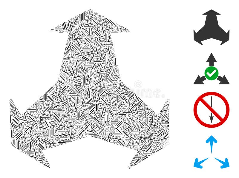 Linear Three Directions Icon Vector Collage Stock Vector - Illustration ...
