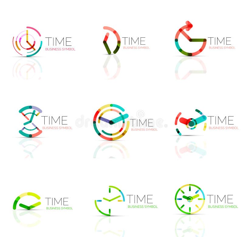 Set of Stylized Colorful Clocks Isolated Stock Illustration ...