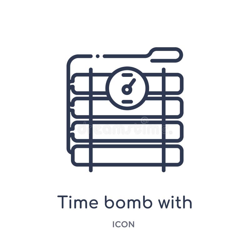 Linear Time Bomb with Clock Icon from Army and War Outline Collection ...