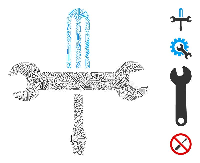 Linear Tools Icon Vector Collage Stock Vector - Illustration of ...