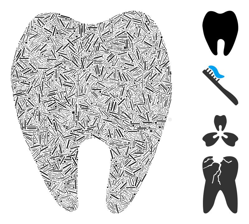 Linear Tooth Icon Vector Mosaic Stock Vector - Illustration of clinic ...