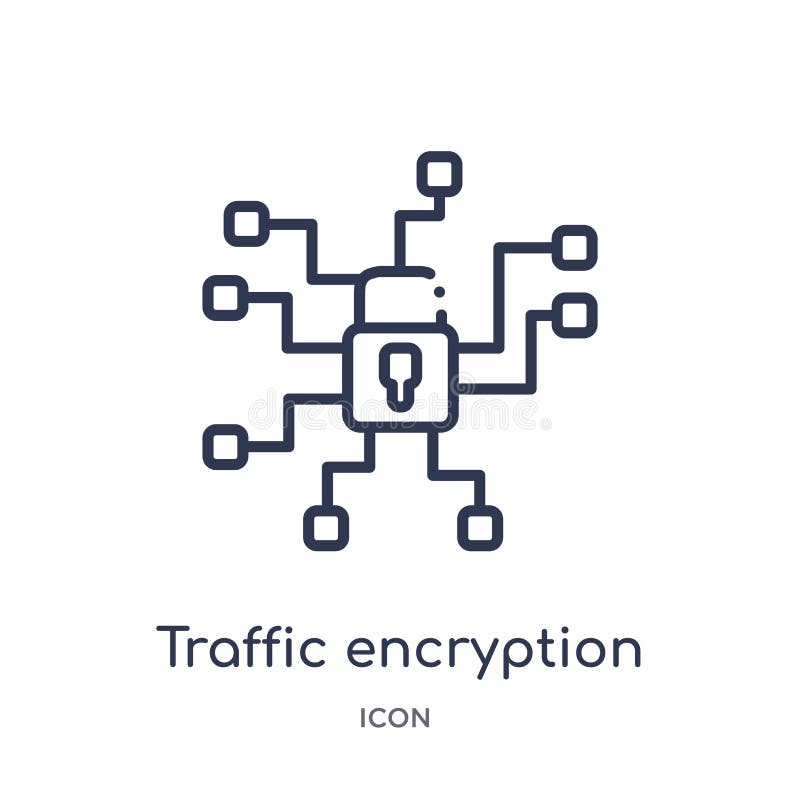 Linear Traffic Encryption Icon From Internet Security And Networking Outline Collection Thin