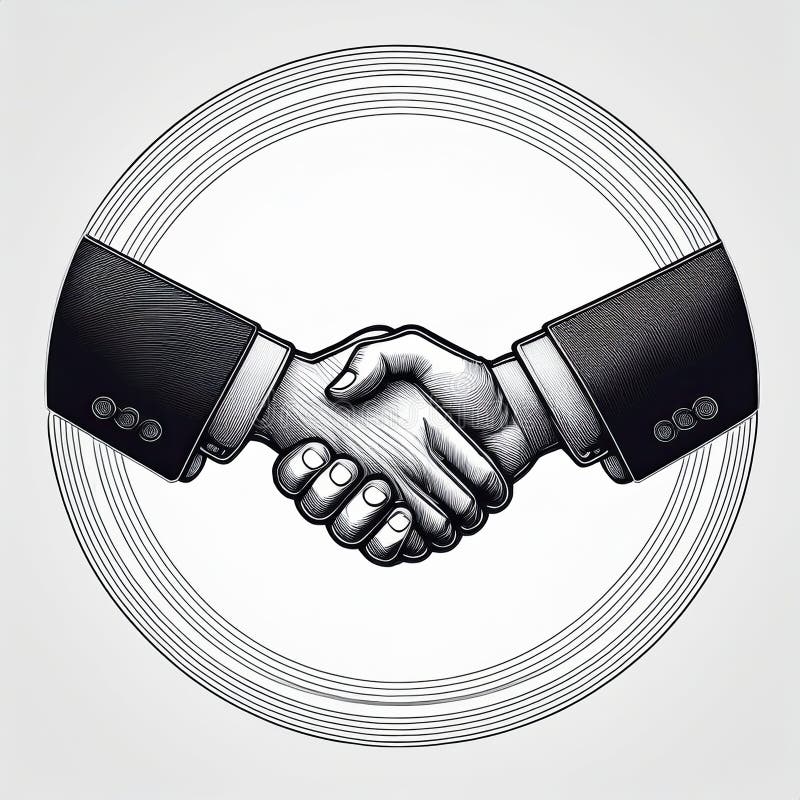 Linear Trust Symbol with Handshake Drawing Stock Illustration ...