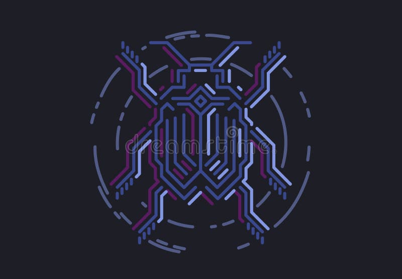 Linear Bug in Techno Style. Vector Illustration on White Background ...