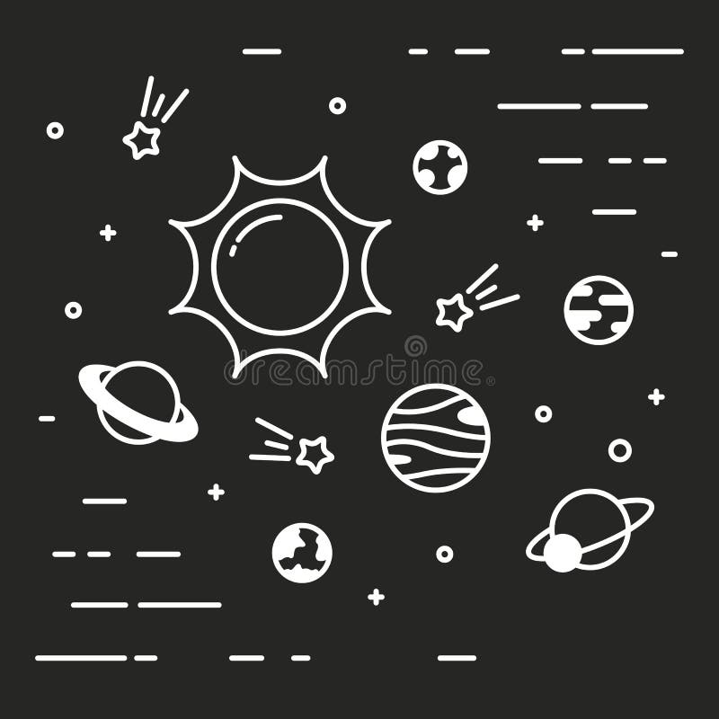 Linear Universe with Planets Linear Simple Minimalistic Style Black ...