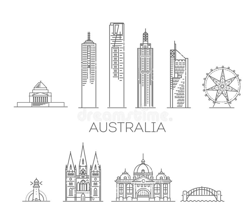 Australia Architecture, Sydney Landmark Buildings Stock Vector ...