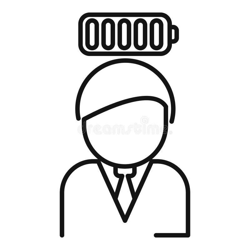 Linear Vector Icon Depicting a Person with a Battery Level Indicator ...