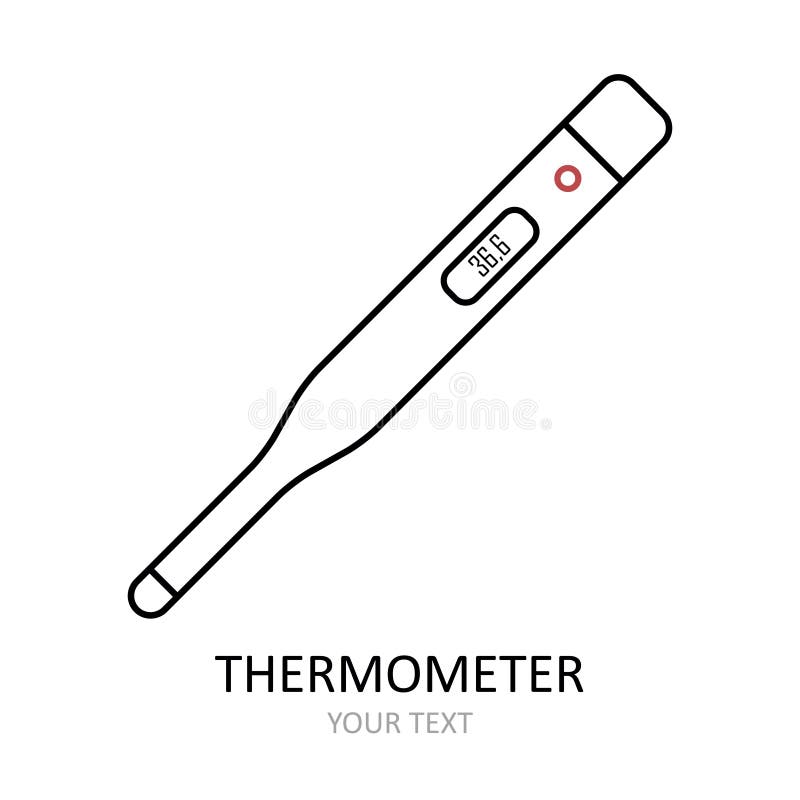 Linear Vector Icon. Electronic Thermometer for Measuring Temperature ...
