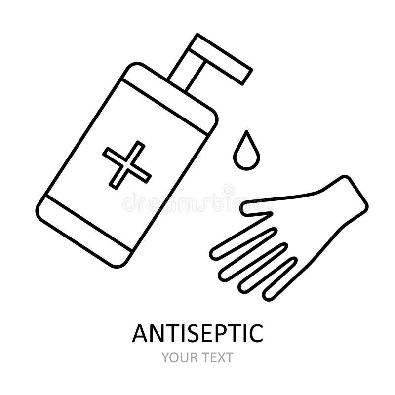 Linear Vector Icon. Hand is Disinfected with an Antiseptic. Antiviral ...