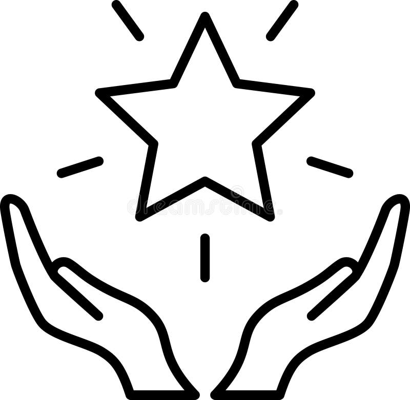 Linear Vector Icon of a Star in the Hands As a Business Values Stock ...