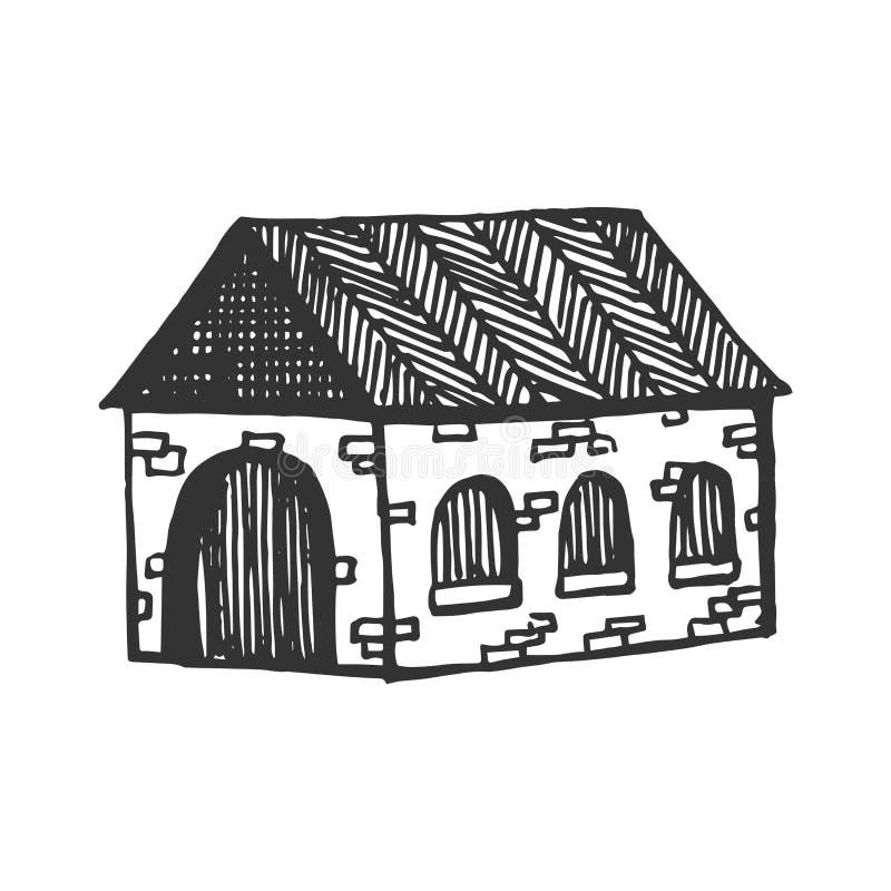 Linear Vector Illustration of a House with White Background Stock ...