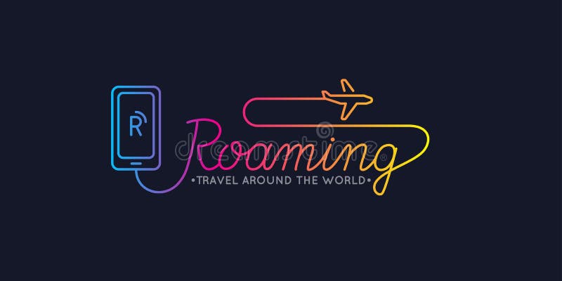 Linear Illustration of International Roaming on the Mobile Phone. Stock ...