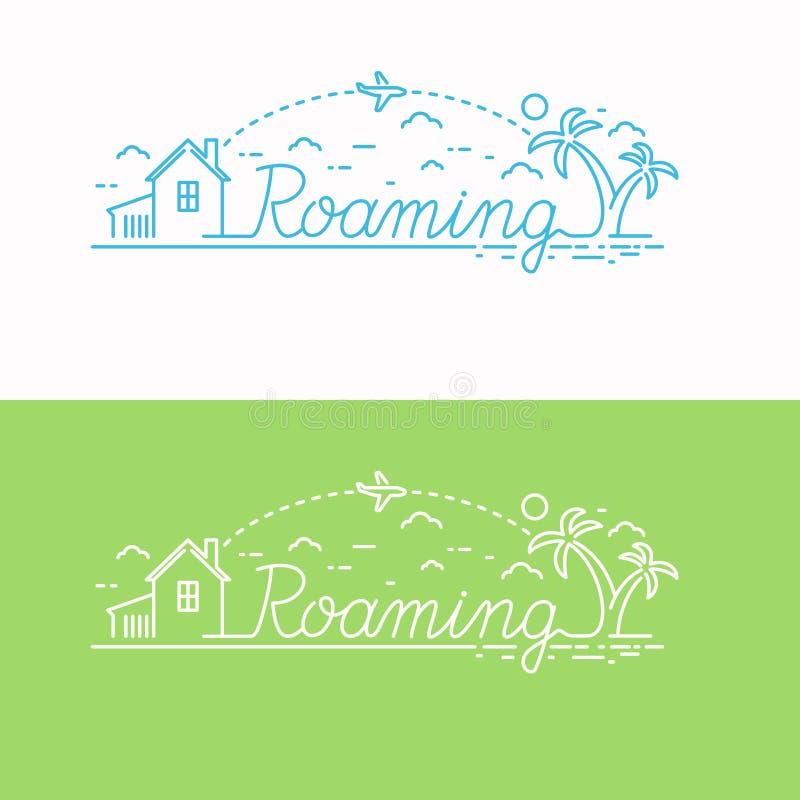 Linear Illustration of International Roaming on the Mobile Phone. Stock ...