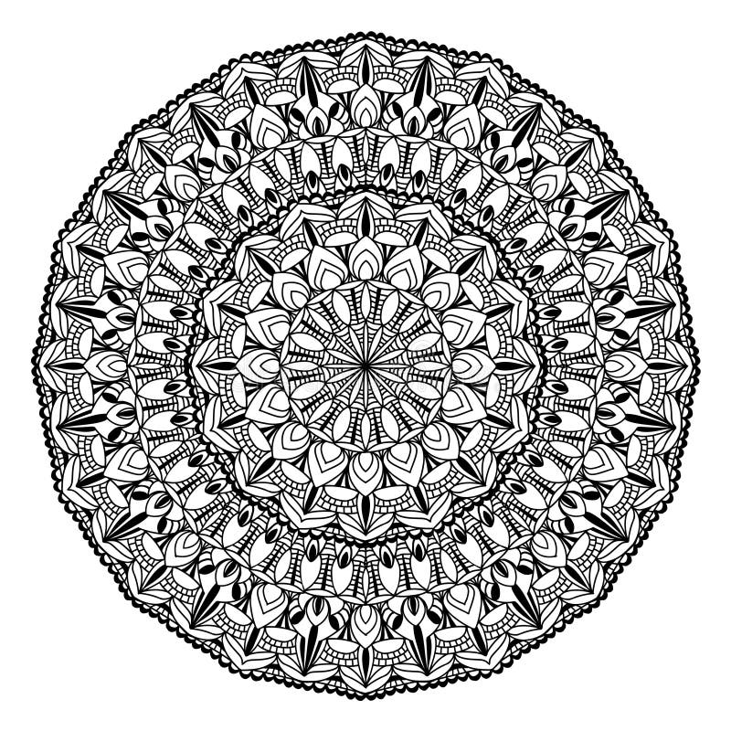 Black White Linear Mandala Stock Illustrations – 1,685 Black White ...