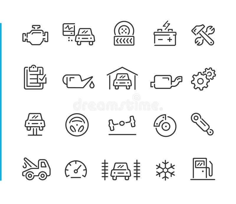 Car Service Icons // Blue Line Stock Vector - Illustration of ...