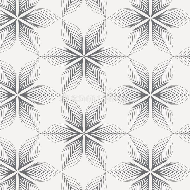 Linear Vector Pattern, Repeating Abstract Flower Leaves, Gray Line of ...