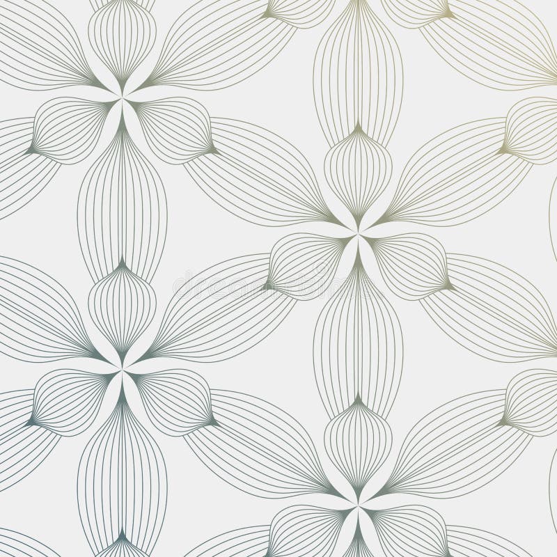 Linear Vector Pattern, Repeating Abstract Flower Leaves, Gray Line of ...