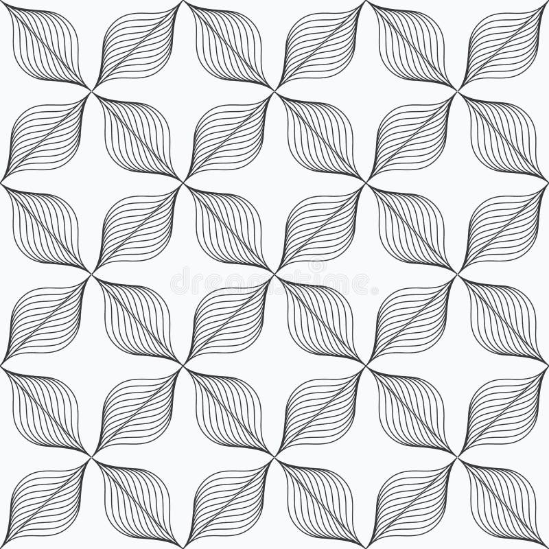 Linear Vector Pattern, Repeating Abstract Flower Leaves, Gray Line of ...