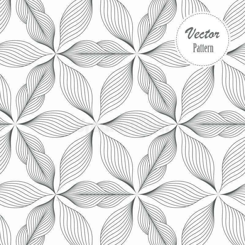Linear Vector Pattern, Repeating Abstract Leaves, Gray Line of Leaf or ...