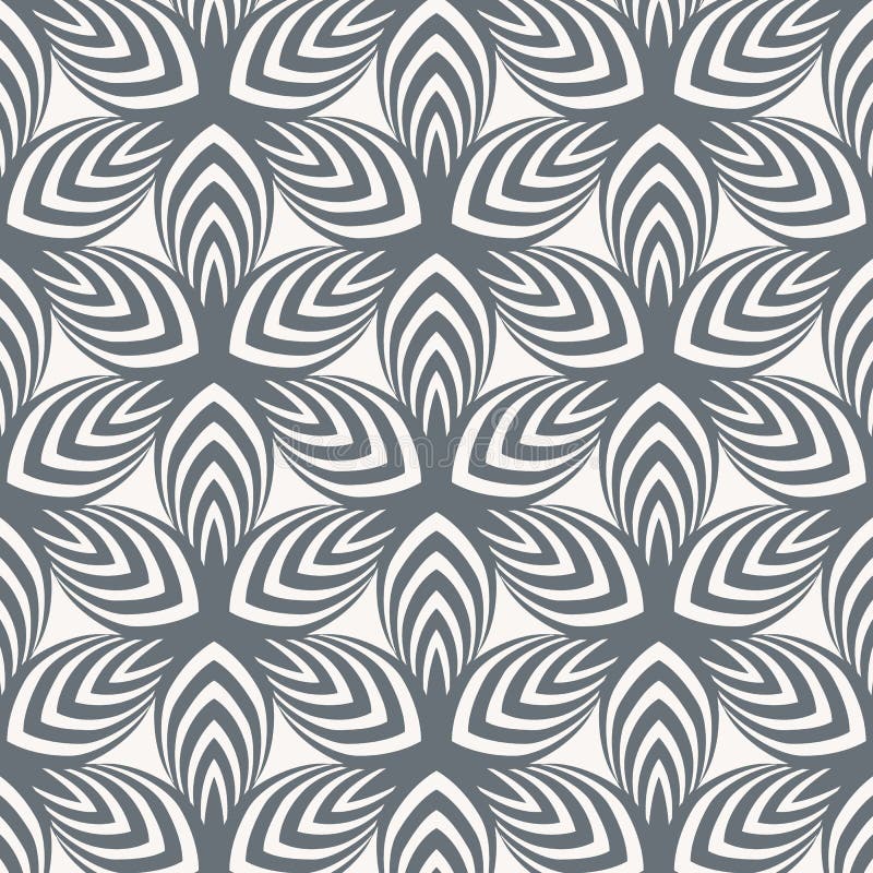 Linear Vector Pattern, Repeating Abstract Leaves, Gray Line of Leaf or ...