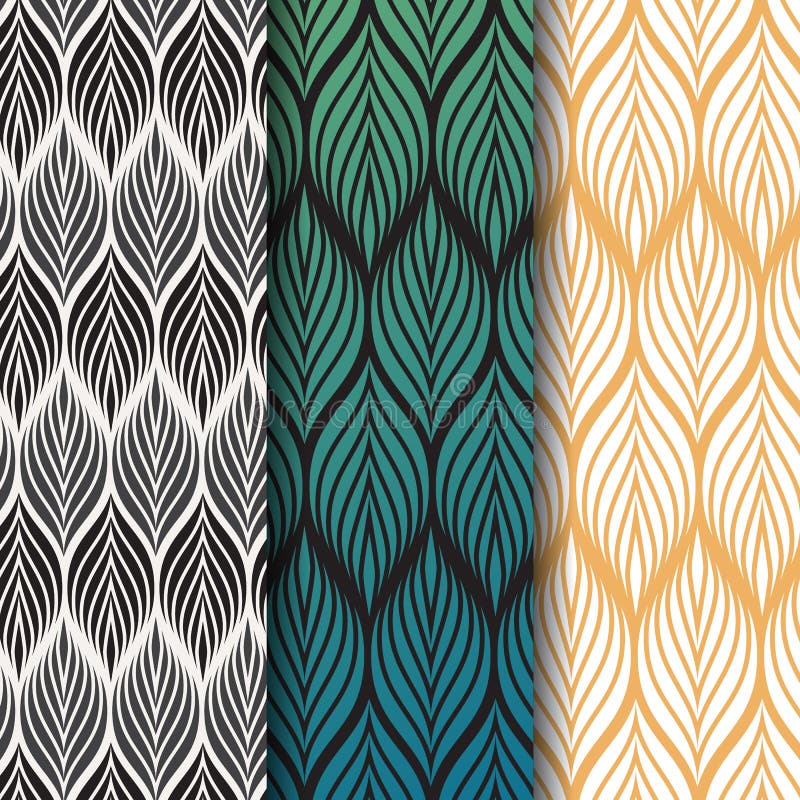 Linear Vector Pattern Repeating Abstract A Linear Leaf Each Circling