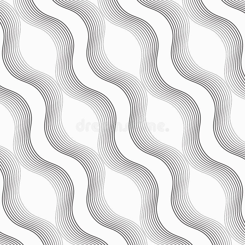 Linear Vector Pattern Repeating Thick And Thin Line Curve And Wave Stock Vector Illustration