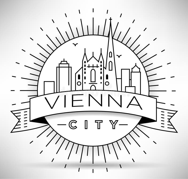 Linear Vienna City Silhouette with Typographic Design Stock ...