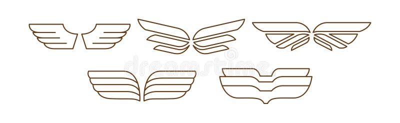 Linear Wings Pair Symmetrical Icon Isolated on White Background Vector ...