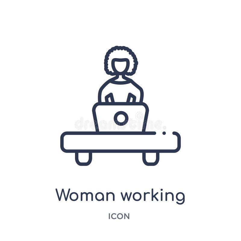 Linear Woman Working Icon from Ladies Outline Collection. Thin Line ... Linear Woman Working Icon from Ladies Outline Collection. Thin Line ...