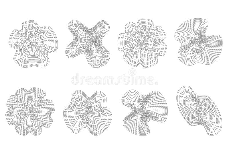 Linear Wooden Tree Rings Pattern. Topography Circles with Map Texture ...