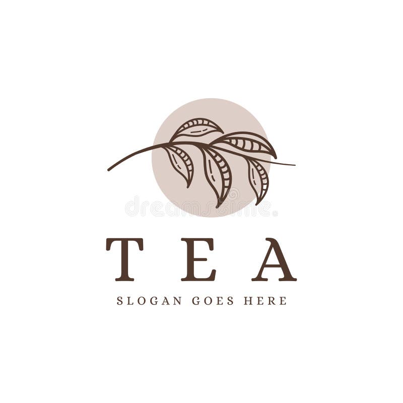 Lineart Tea Branch Logo, Tea Plant Logo Icon Vector Template Stock ...