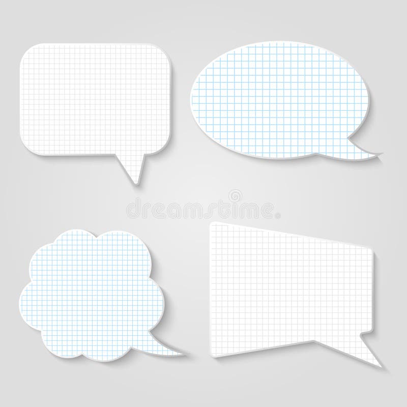 Lined Blank Retro Speech Bubbles Vector Set Stock Vector - Illustration ...