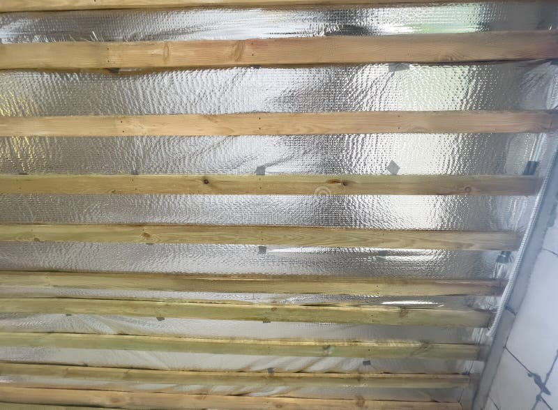 Lined Ceiling Wood and Steam Insulation Stock Photo - Image of save ...