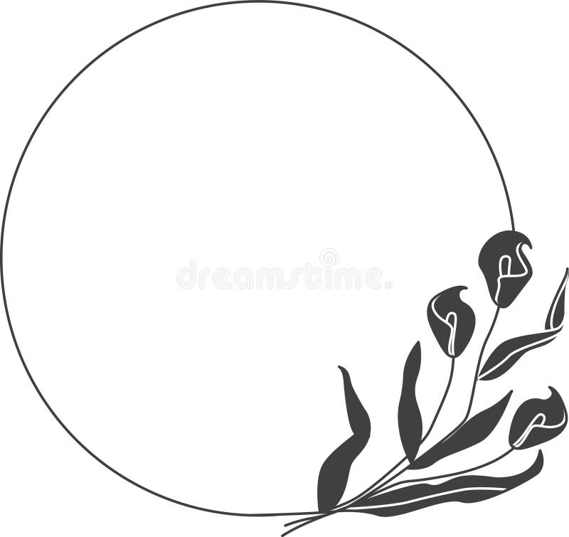 Lined Circle Floral Frame stock vector. Illustration of circle - 355858888
