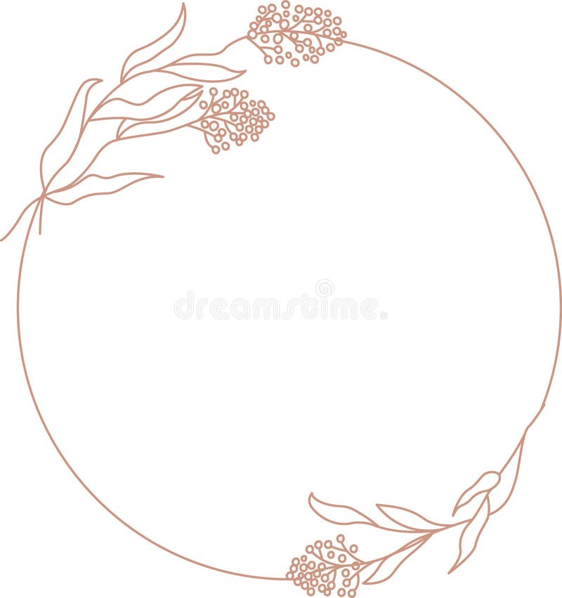 Lined Circle Flowers Frame stock illustration. Illustration of branch ...